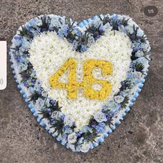 Heart massed tribute - light blue inlay